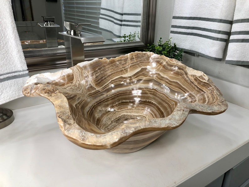 Onyx Stone Sink Modern Natural Stone Bathroom Vessel Sink | Etsy