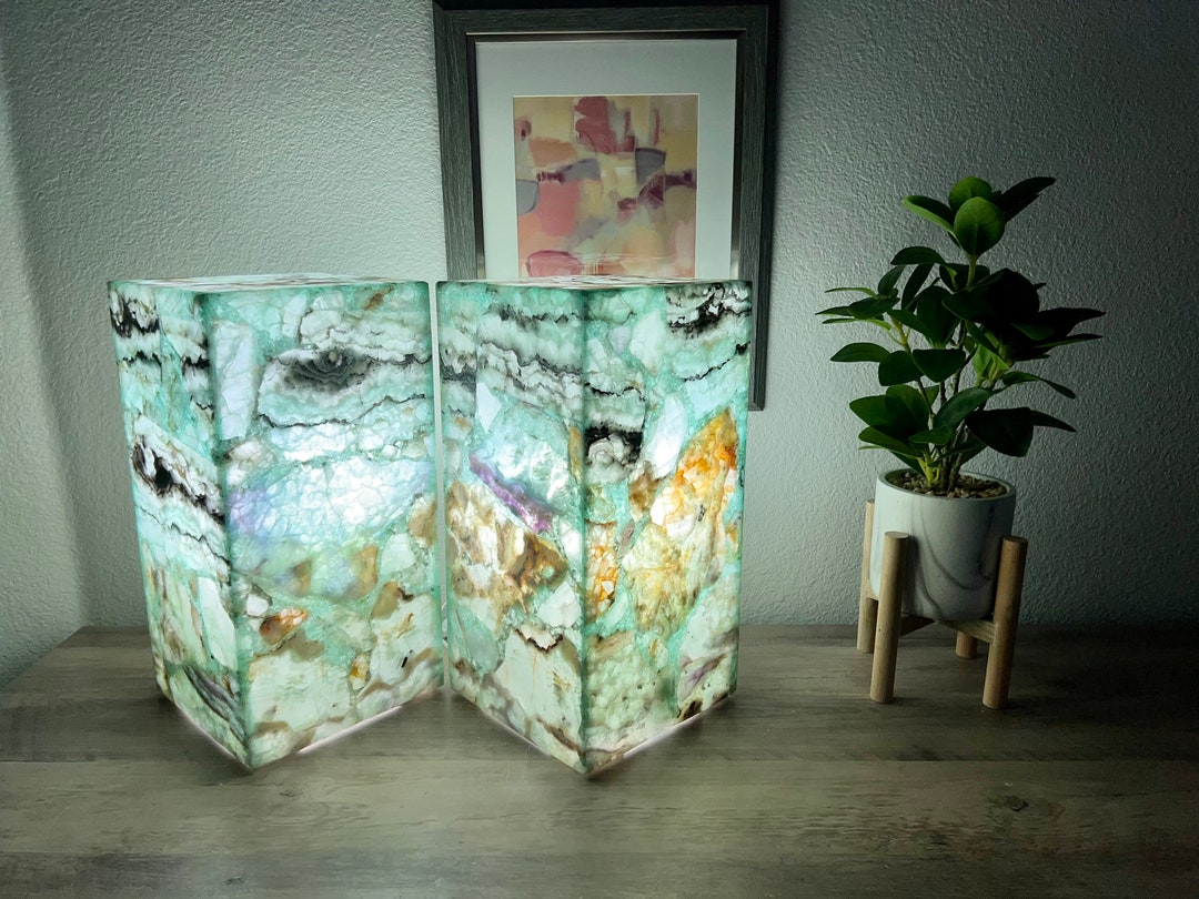 2 Fluorite Crystal Lamps Table Lamps Stone Lamps - Etsy