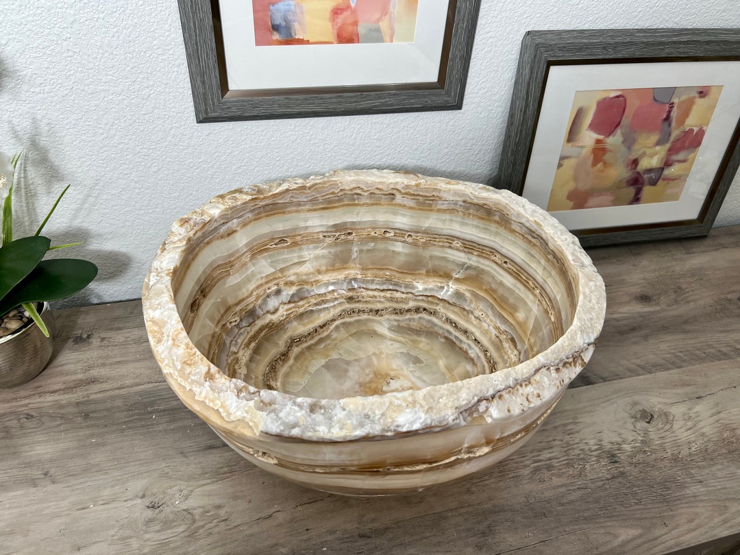 Onyx Stone Centerpiece | Natural Stone Bowl | Unique Centerpiece ...