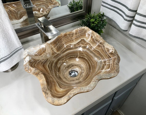 Onyx Stone Sink Modern Natural Stone Bathroom Vessel Sink | Etsy