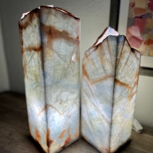 2 Onyx Lamps / Onyx Lights / Stone Lamps / Table Lamps / Alabaster ...