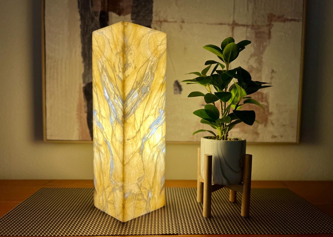 Crystal Onyx Lamp | Natural Stone Table Lamp | Bedside Light | Modern ...
