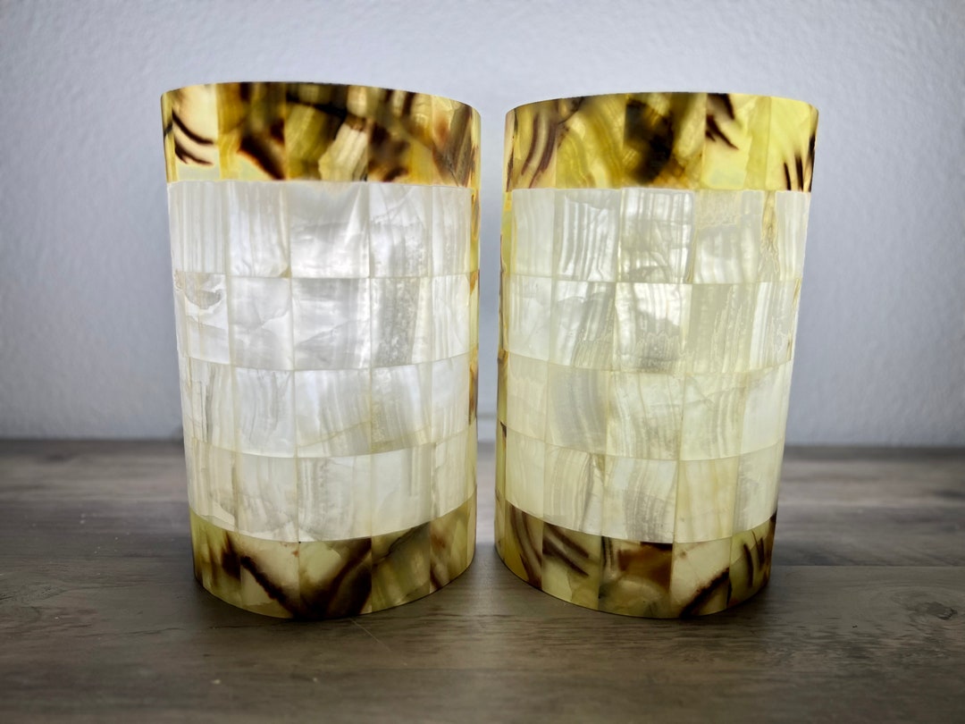 2 Wall Onyx Covers - Onyx Covers for Wall Lightbulbs - Wall Sconces ...