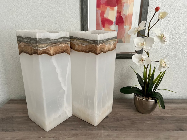 2 Onyx Lamps / Onyx Table Lamps / Stone Lamps / Nightstand - Etsy
