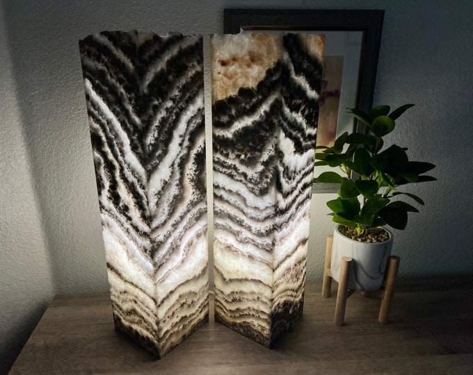 Beautiful Rectangle Stone Onyx Table Lamps - 25" Tall - Etsy