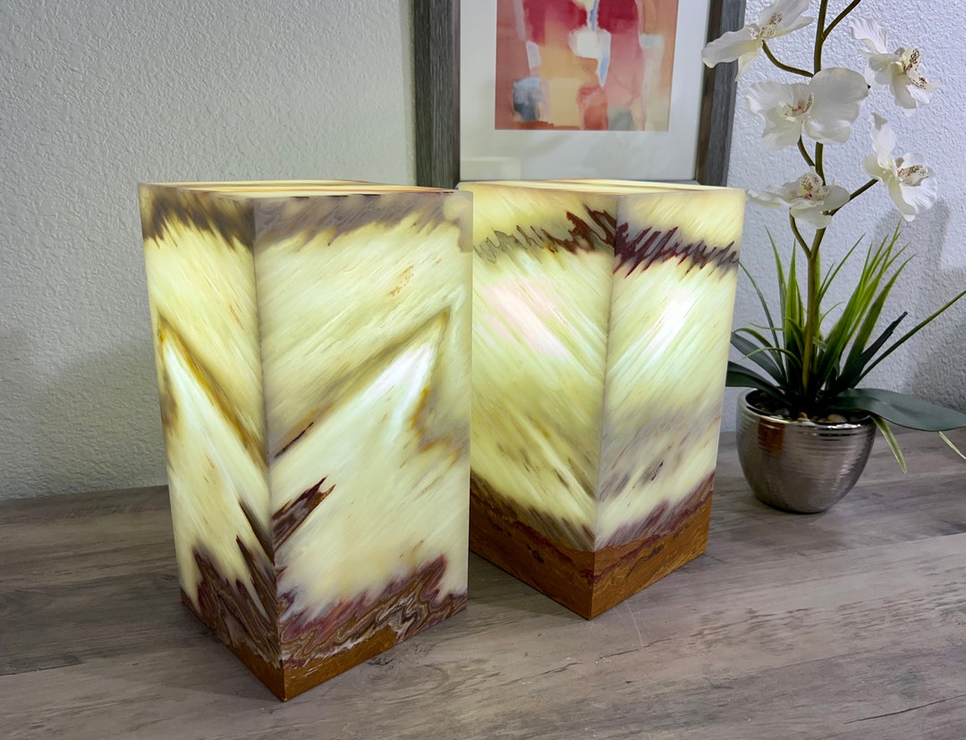 2 Onyx Lamps / Onyx Stone Table Lamps / Nightstand Lamps / Desk Lamps ...