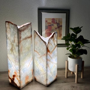2 Onyx Lamps / Onyx Lights / Stone Lamps / Table Lamps / Alabaster ...