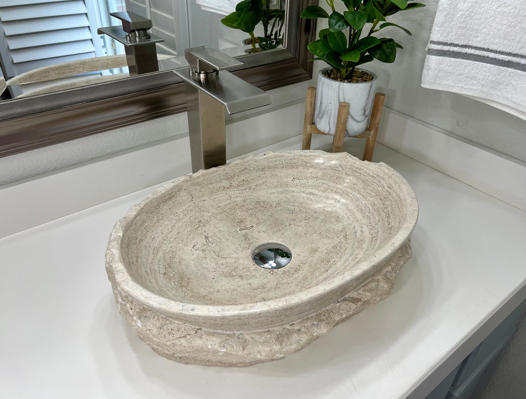 Travertine Stone Sink Natural Stone Bathroom Vessel Sink - Etsy