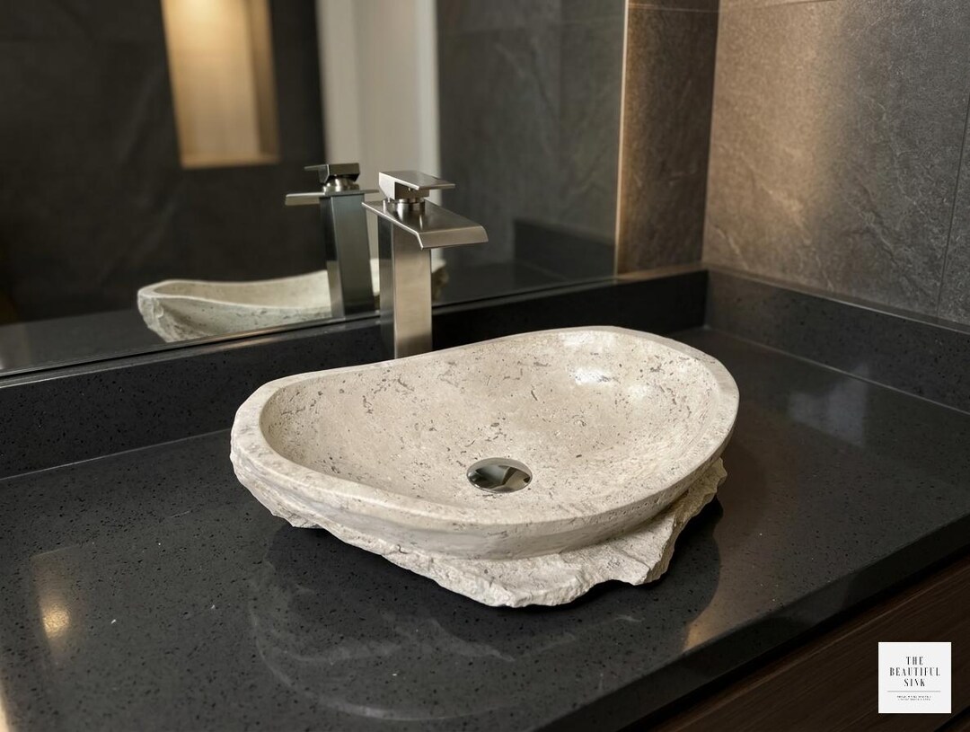 Travertine Sink | Natural Stone Vessel Sink | Hand Carved Stone Basin ...
