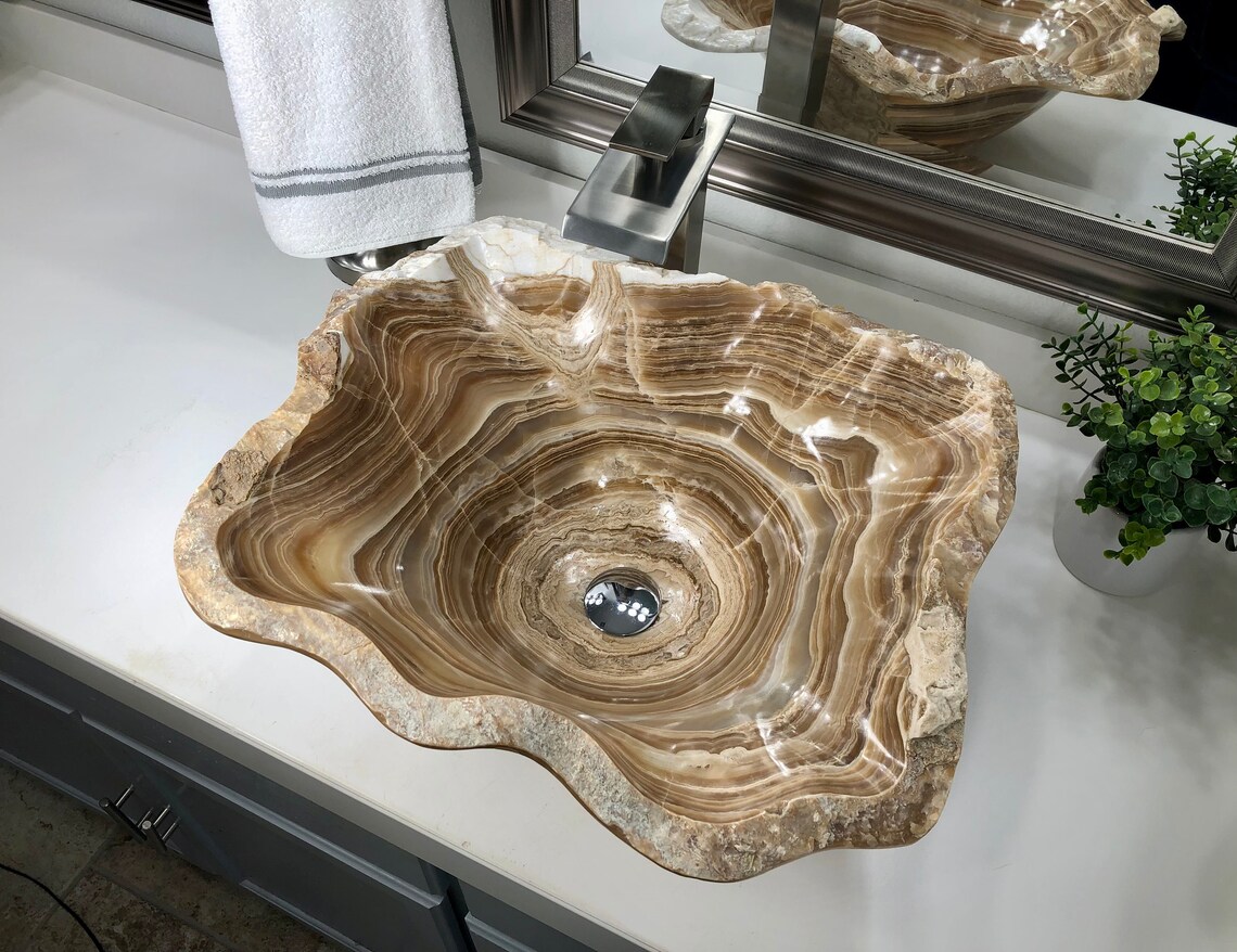 Onyx Stone Sink Modern Natural Stone Bathroom Vessel Sink - Etsy