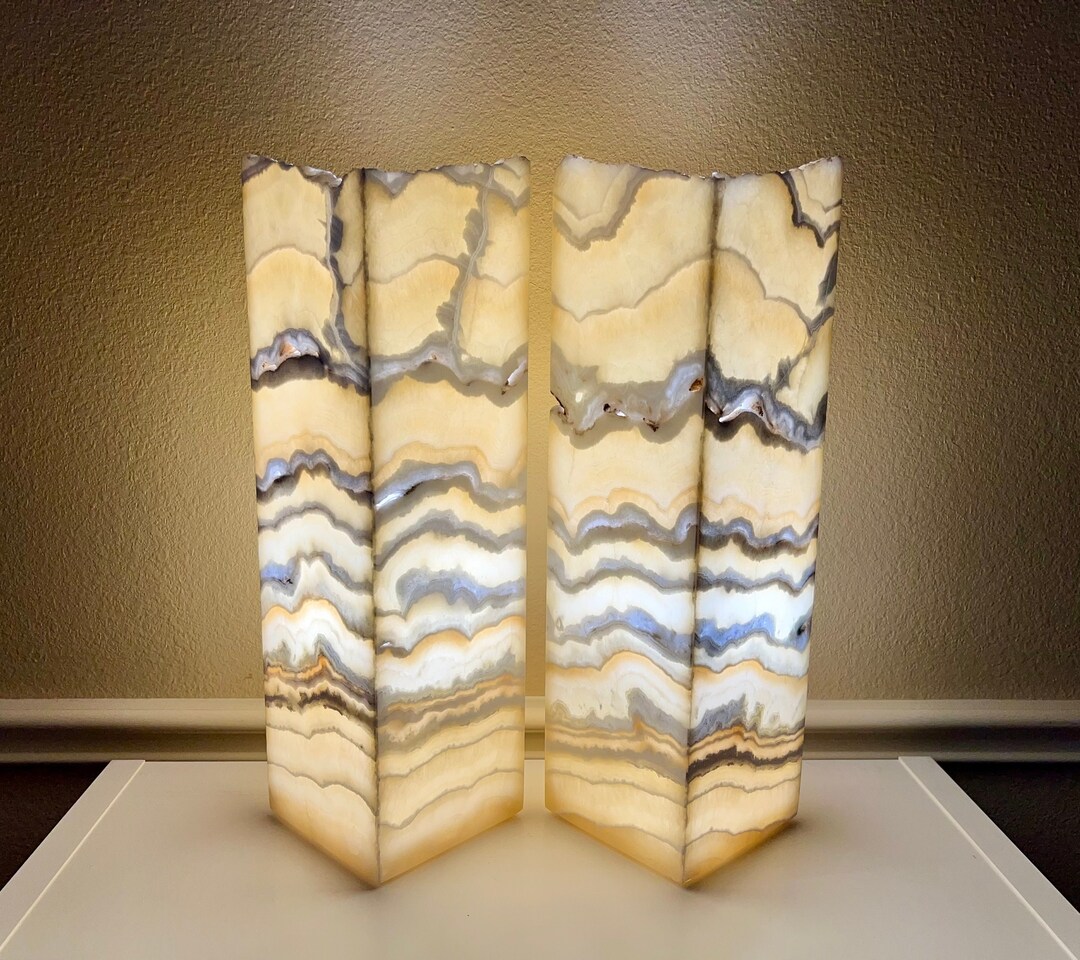 2 Onyx Lamps / Stone Lamps / Table Lamps / Decorative Lamps / Beautiful ...