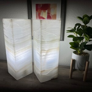 2 Onyx Lamps / Onyx Table Lamps / Stone Lamps / Nightstand Lamps / Desk ...