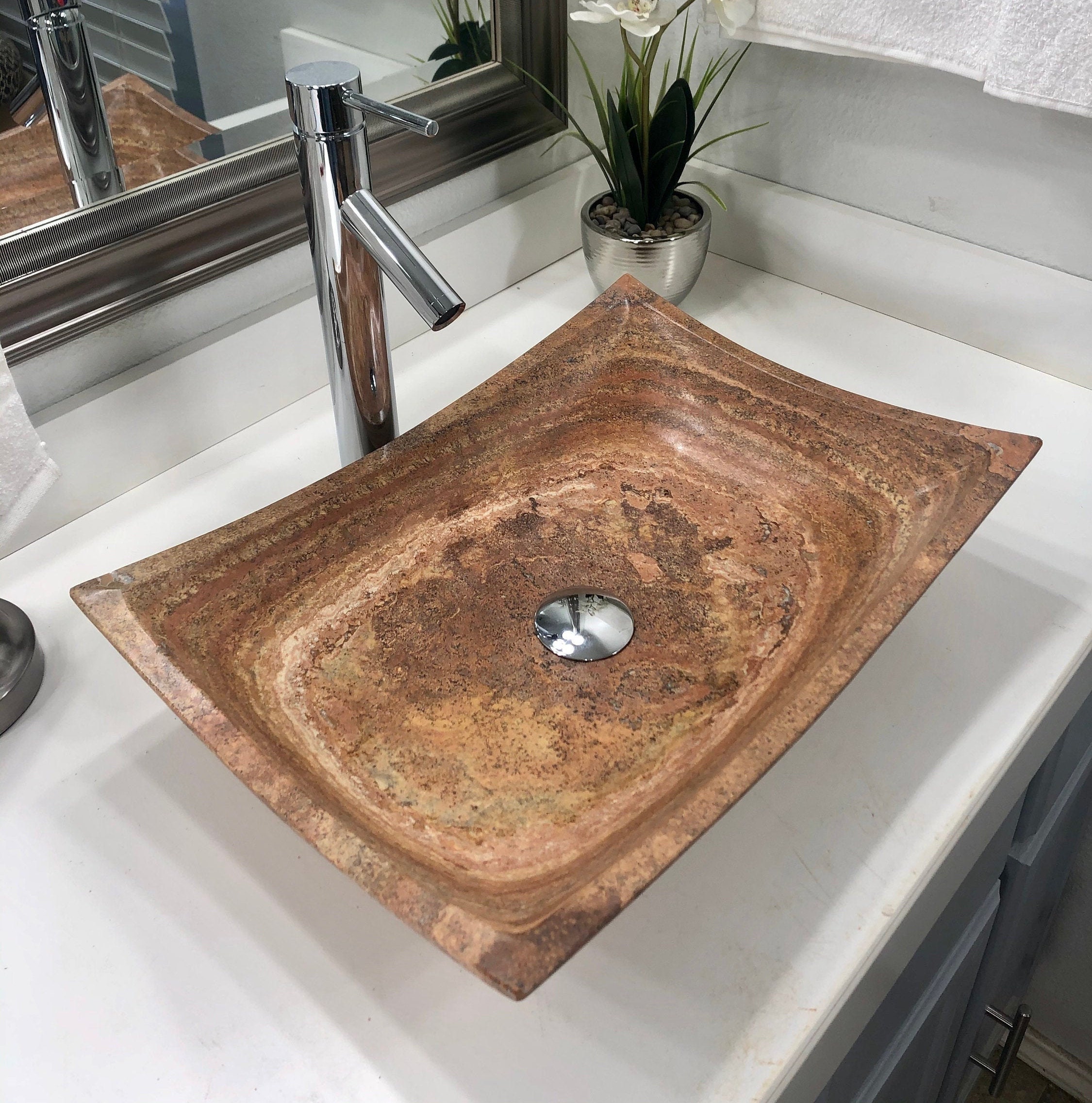 Bathroom Sink Countertop Sink Travertine Stone Sink Vanity Sink Modern ...
