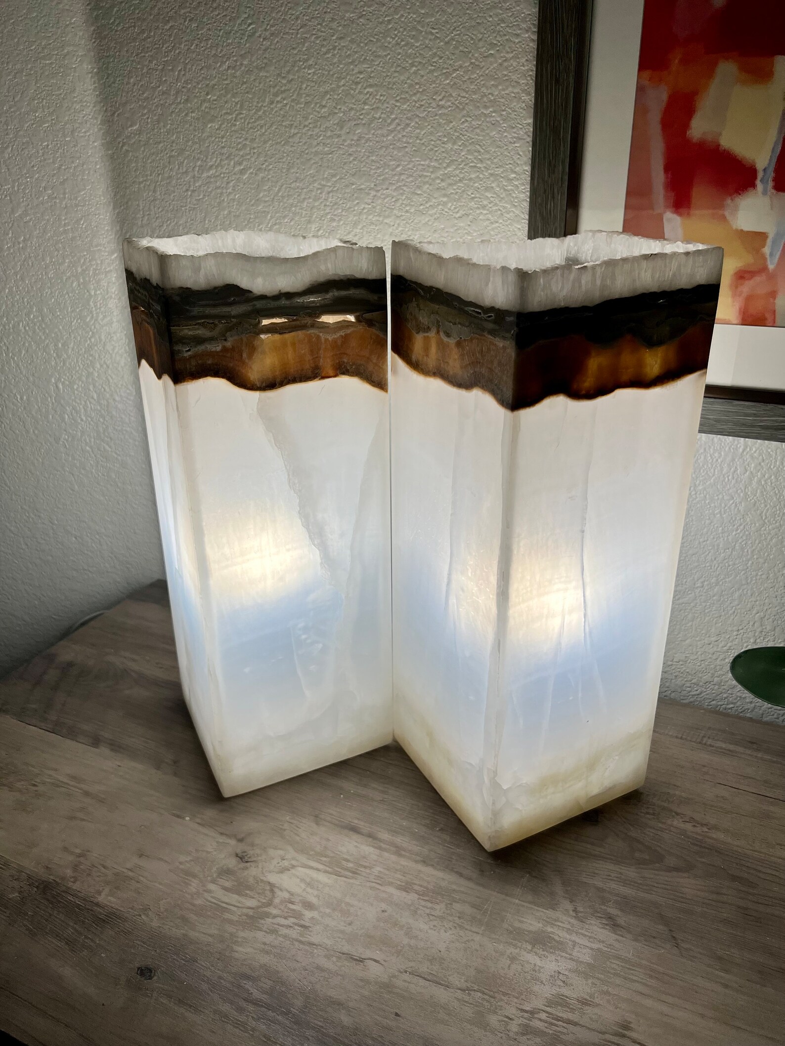 2 Onyx Lamps / Onyx Table Lamps / Stone Lamps / Nightstand - Etsy
