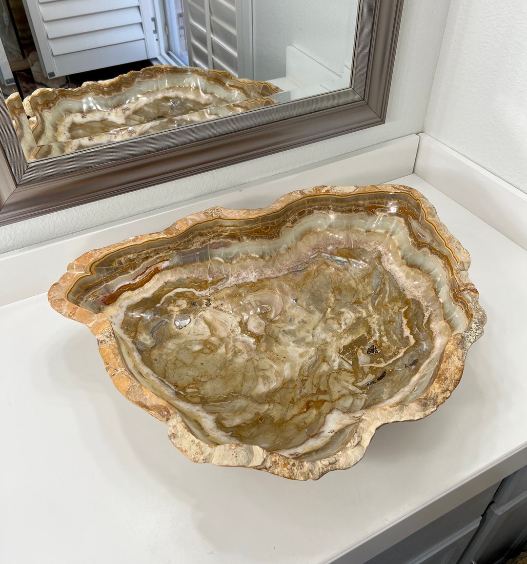 Onyx Centerpiece Stone Bowl Stone Centerpiece Beautiful Bowl Decorative ...