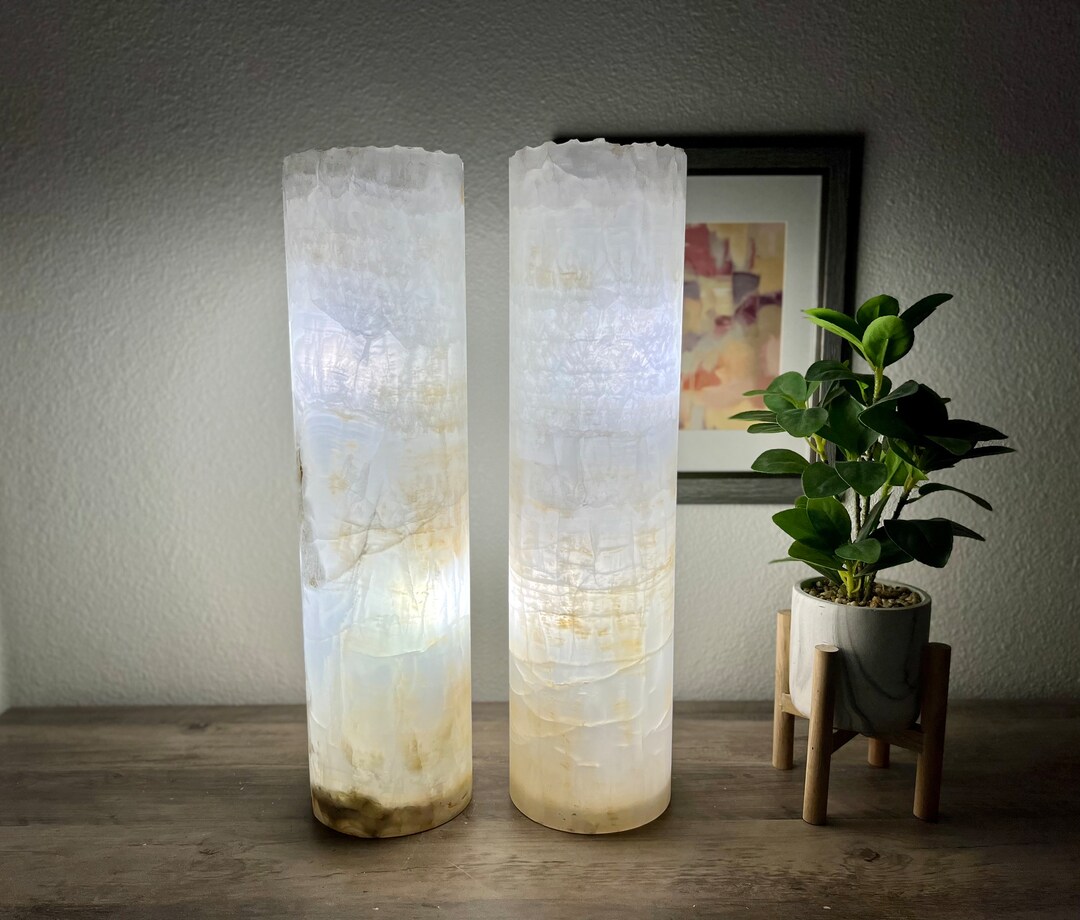 2 Stone Lamps / Onyx Lights / Onyx Lamps / Table Lamps / Nightstand ...