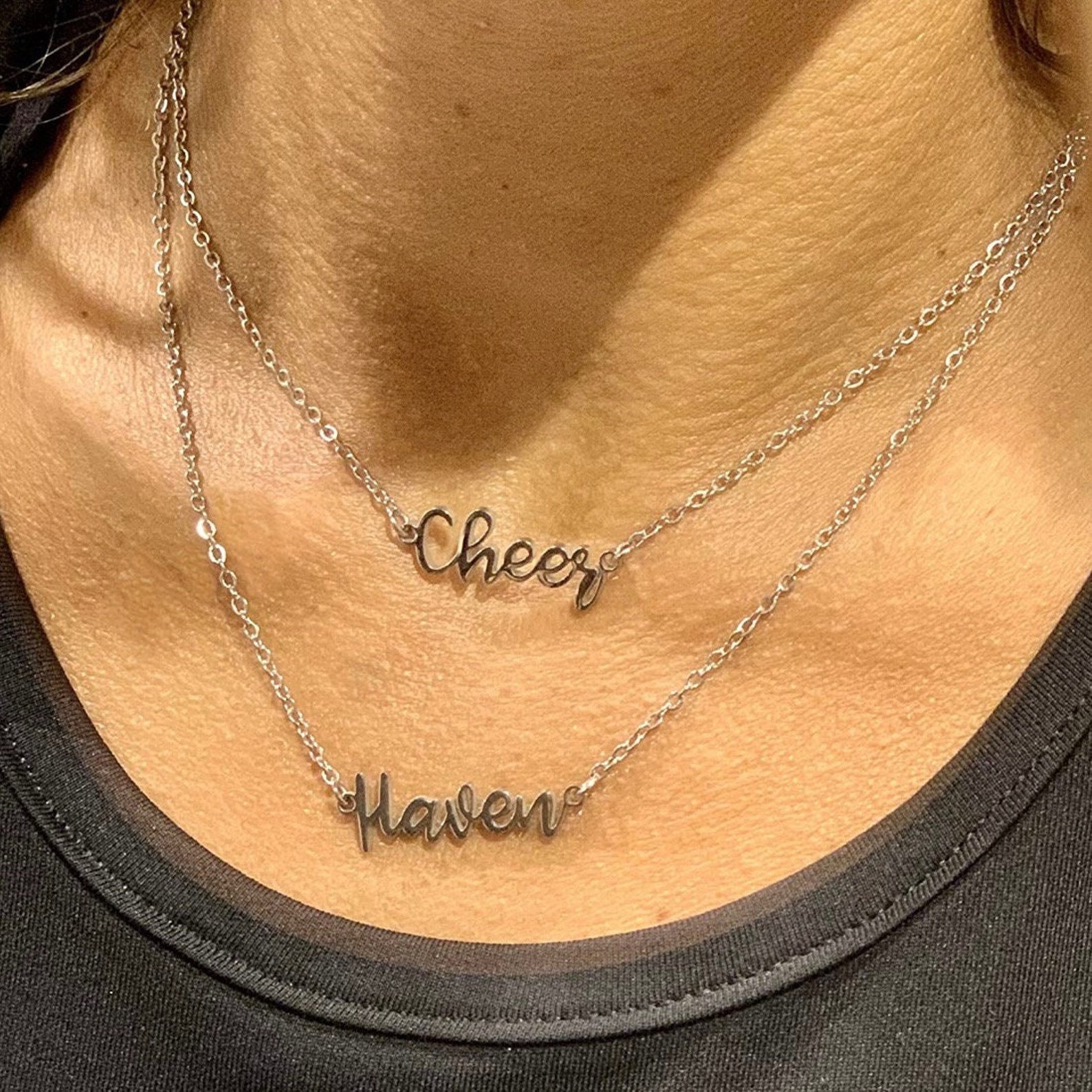 Double Layered Custom Name Necklace Personalized Two Layer - Etsy