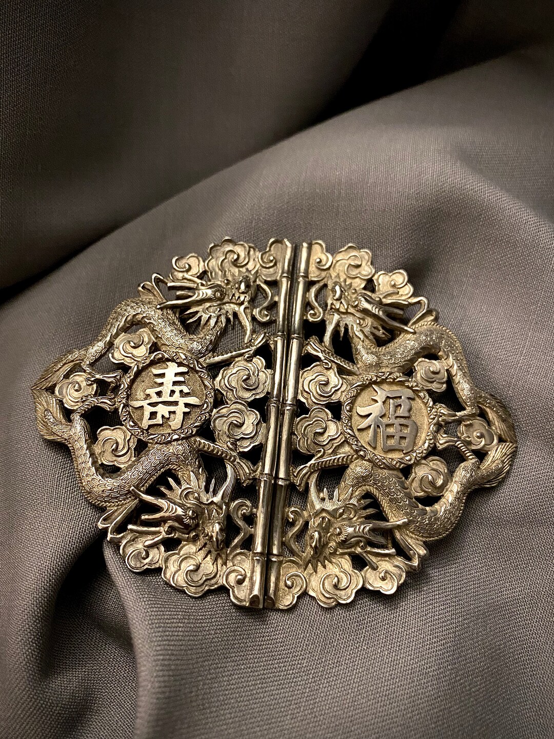 Vintage Sterling Silver Asian Belt Buckle - Etsy