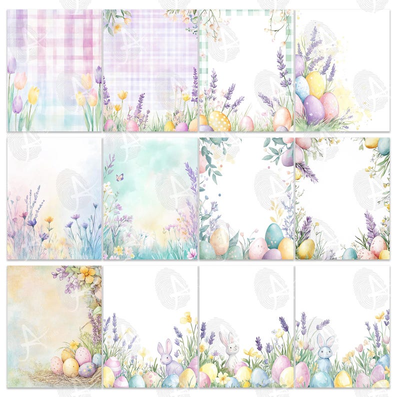 Pastel Easter Theme Digital Paper 8.5 X 11 - 45 Pdf - Printable Paper ...
