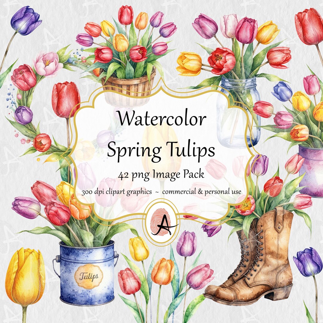 Watercolor Tulips Clipart, Spring Flowers - 42 PNG Format Images ...