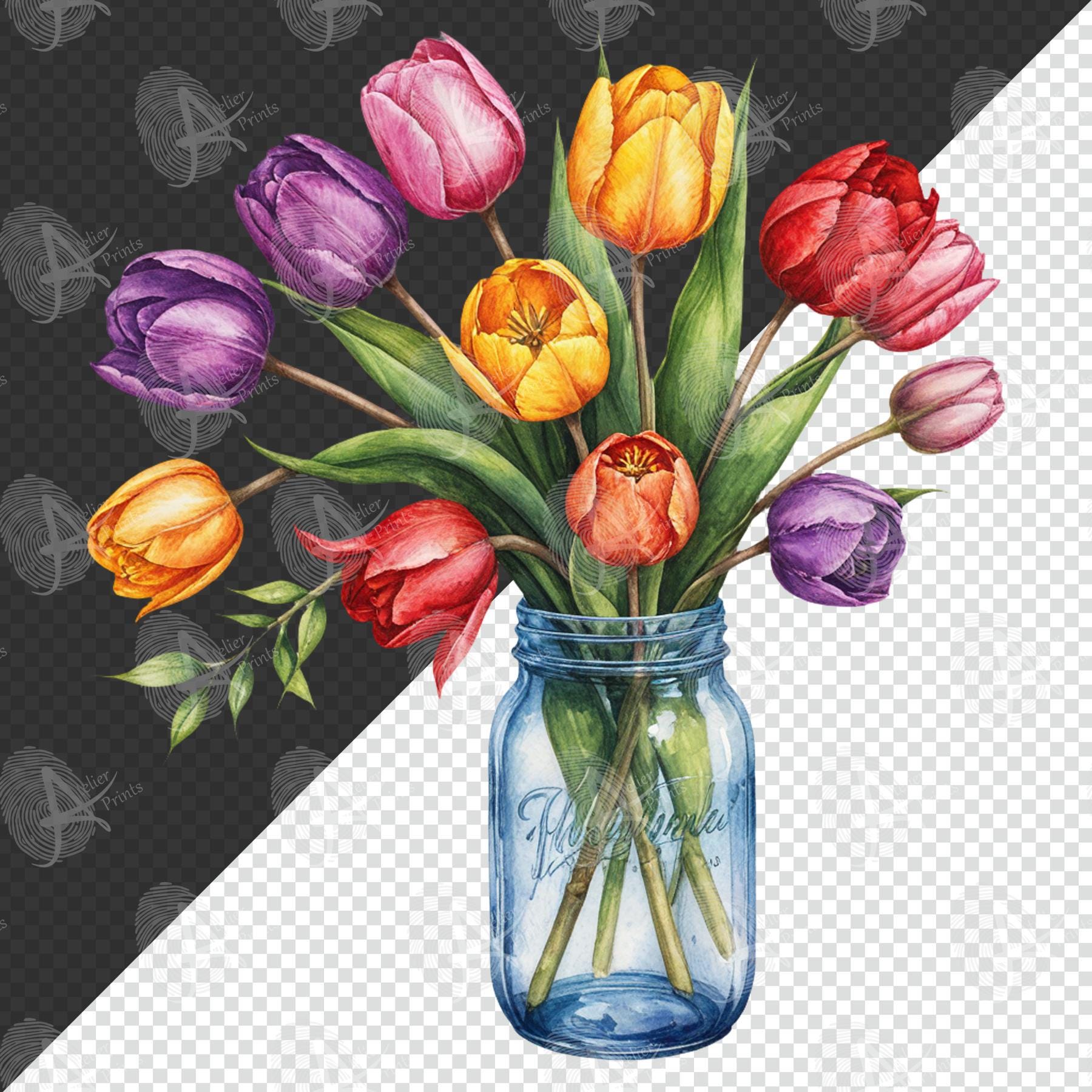 Watercolor Tulips Clipart, Spring Flowers - 42 PNG Format Images ...
