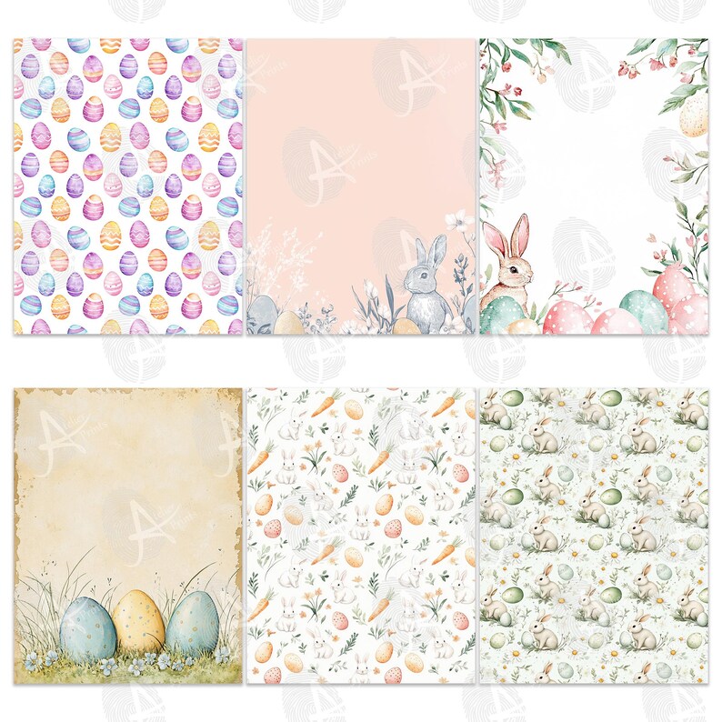 Pastel Easter Theme Digital Paper 8.5 X 11 - 45 Pdf - Printable Paper ...