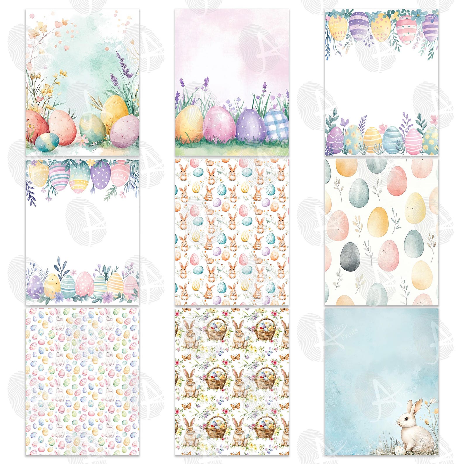 Pastel Easter Theme Digital Paper 8.5 X 11 - 45 Pdf - Printable Paper ...