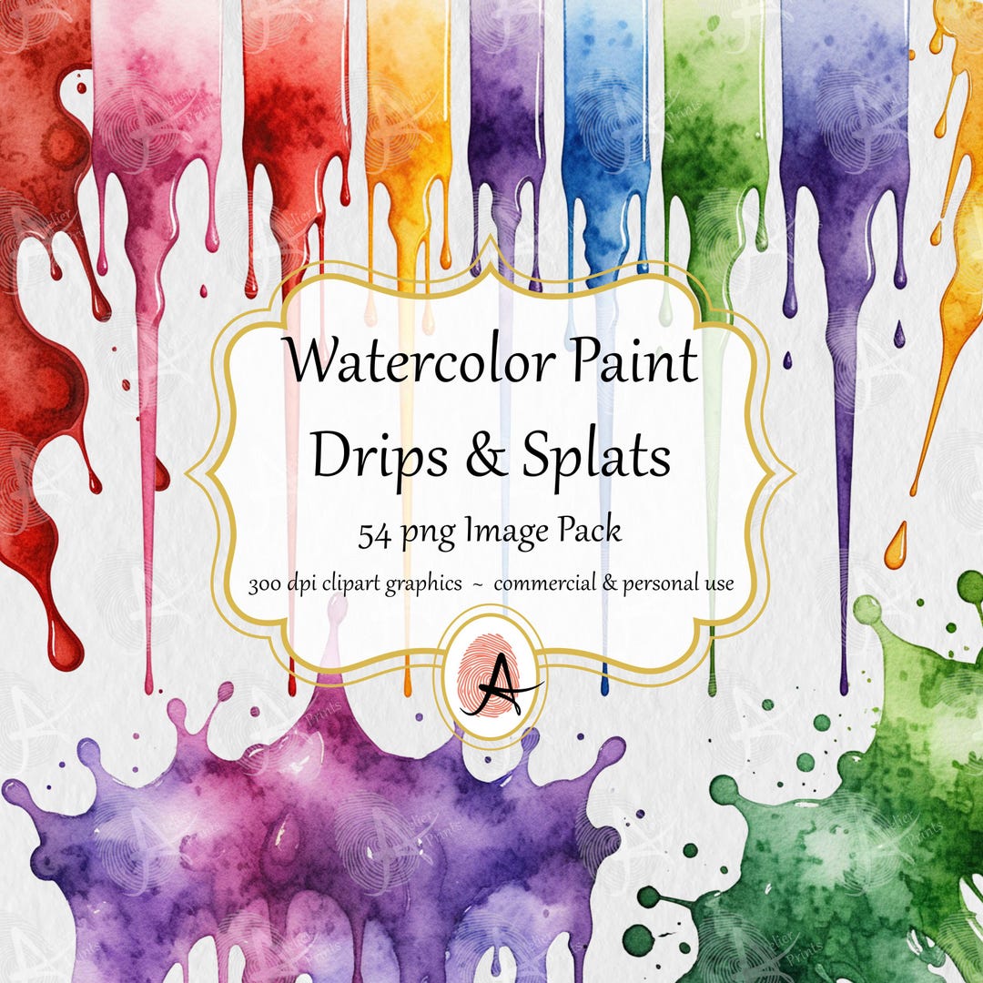 Paint Drips Clipart, Watercolor Rainbow Splats - 54 PNG Images ...