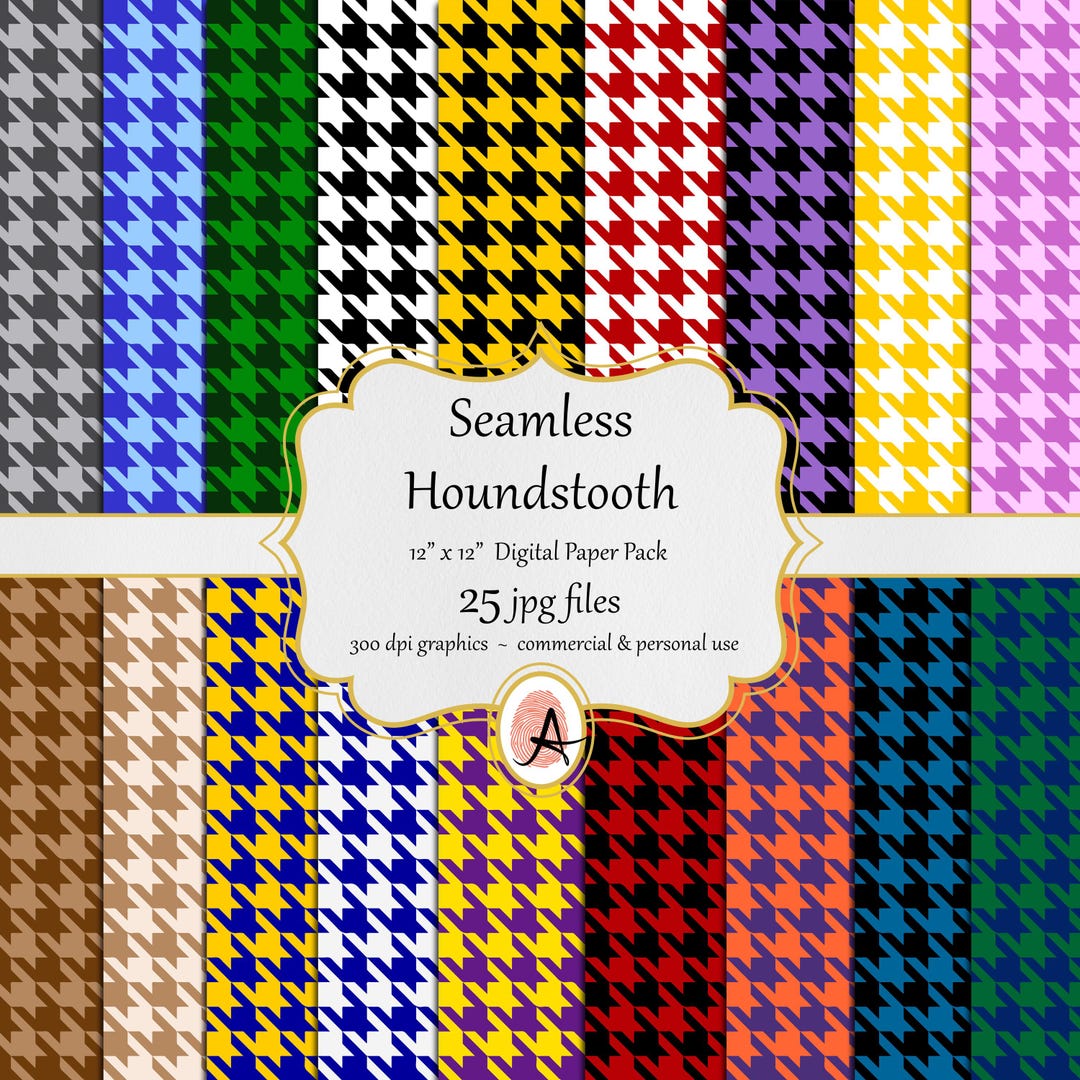Houndstooth Digital Paper - Seamless Fabric Pattern, 25 JPG Files ...