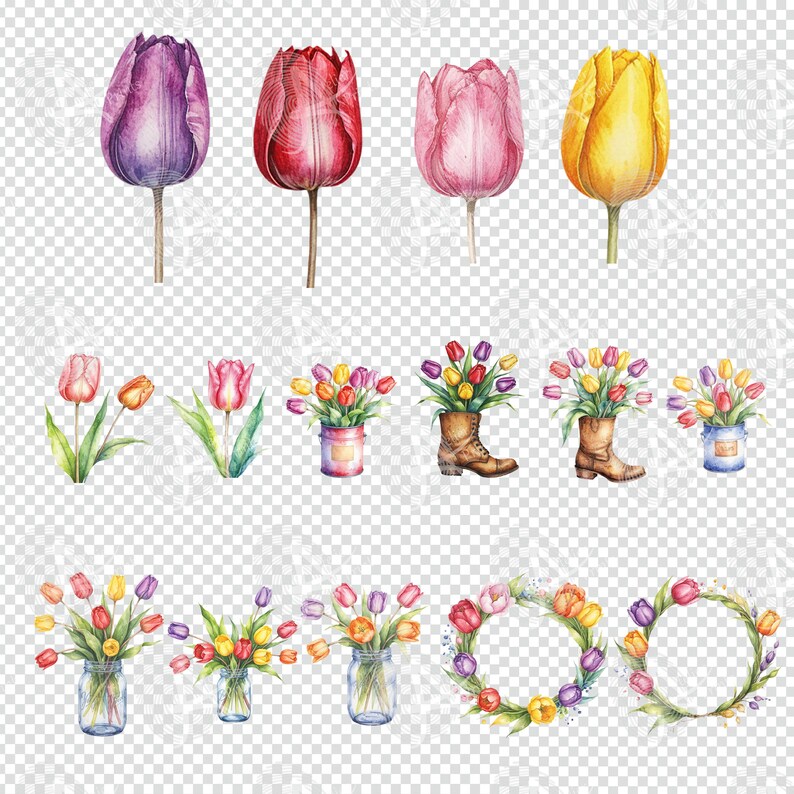 Watercolor Tulips Clipart, Spring Flowers - 42 PNG Format Images ...