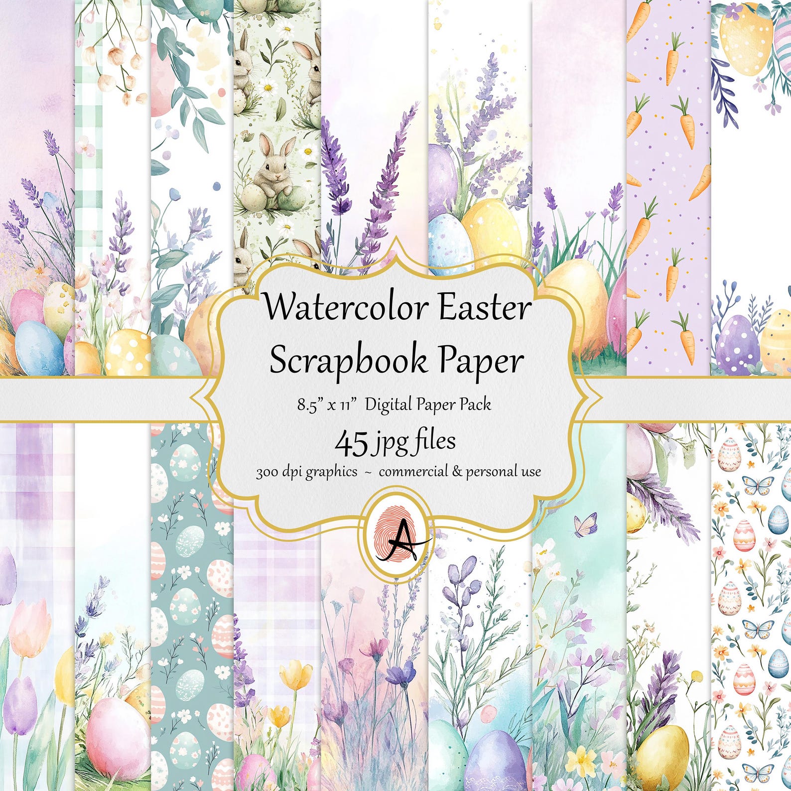 Pastel Easter Theme Digital Paper 8.5 X 11 - 45 Pdf - Printable Paper ...