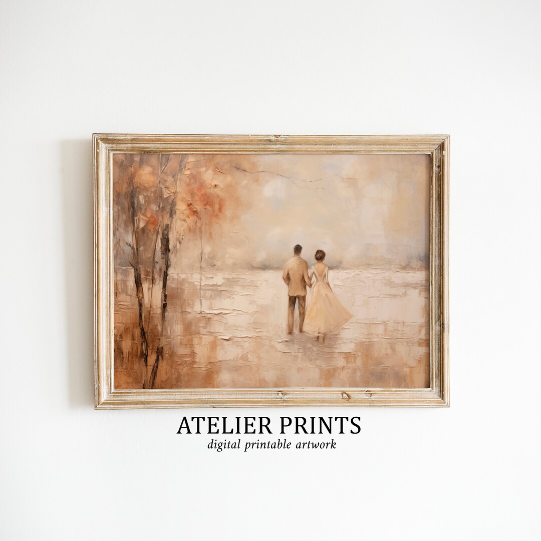 Romantic Park Stroll Muted Vintage Print | Cottagecore Wall Decor ...