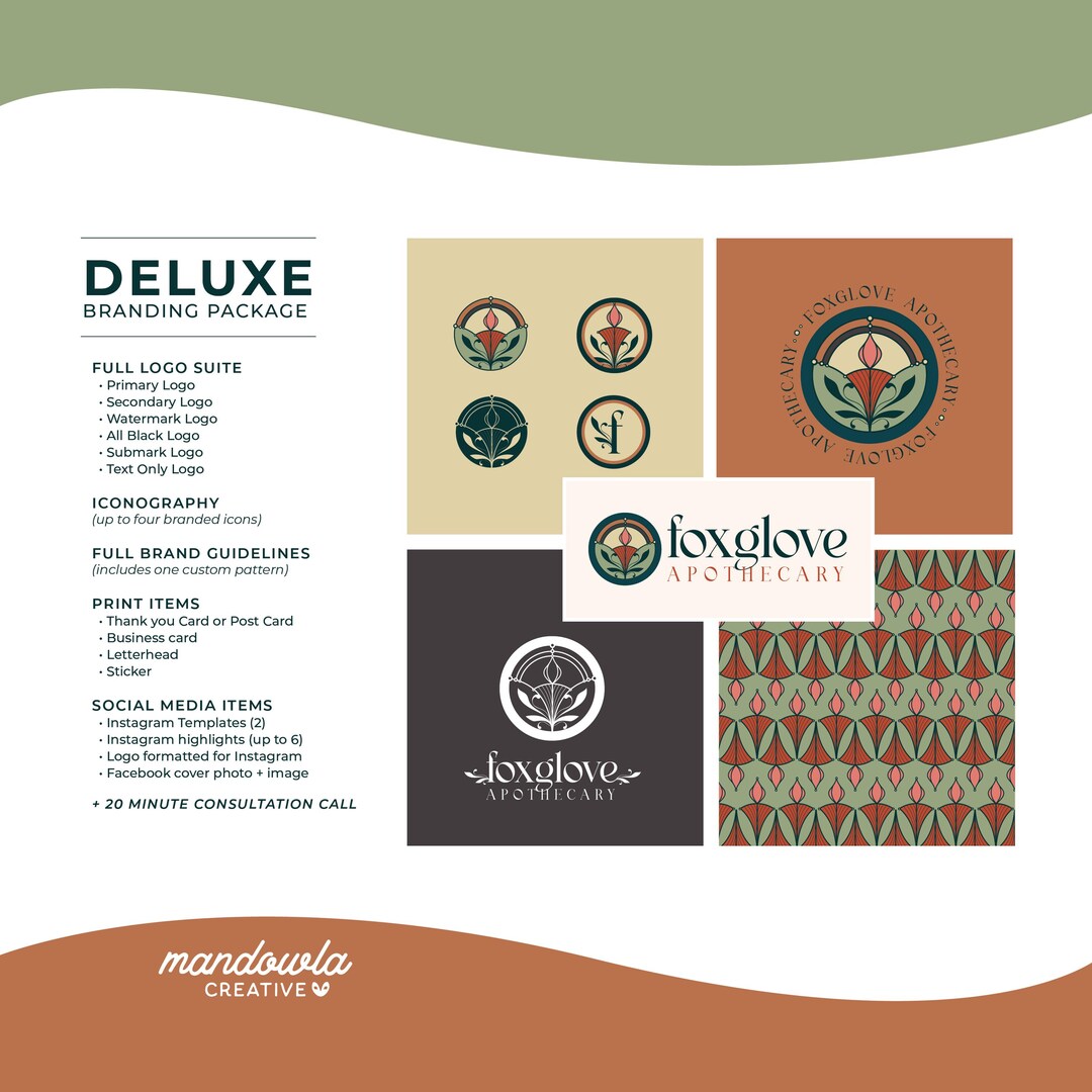 DELUXE Brand Kit With Full Logo Suite | Custom Brand Bundle | Social ...