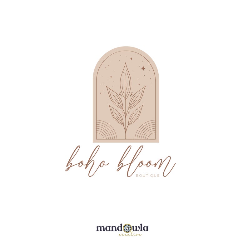 Art Deco Logo Custom Boho Logo Boho Branding Kit Moon Logo - Etsy