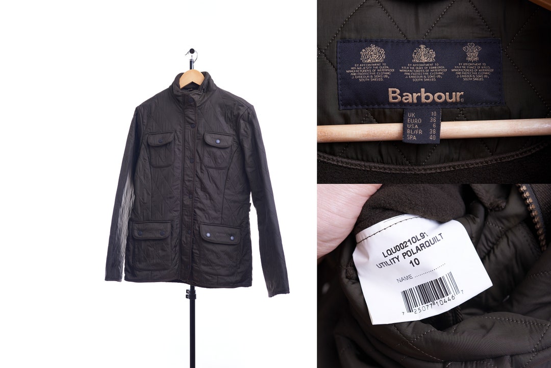 Womens Barbour Utility Polarquilt Jacket Coat Size USA 6 Olive Green - Etsy