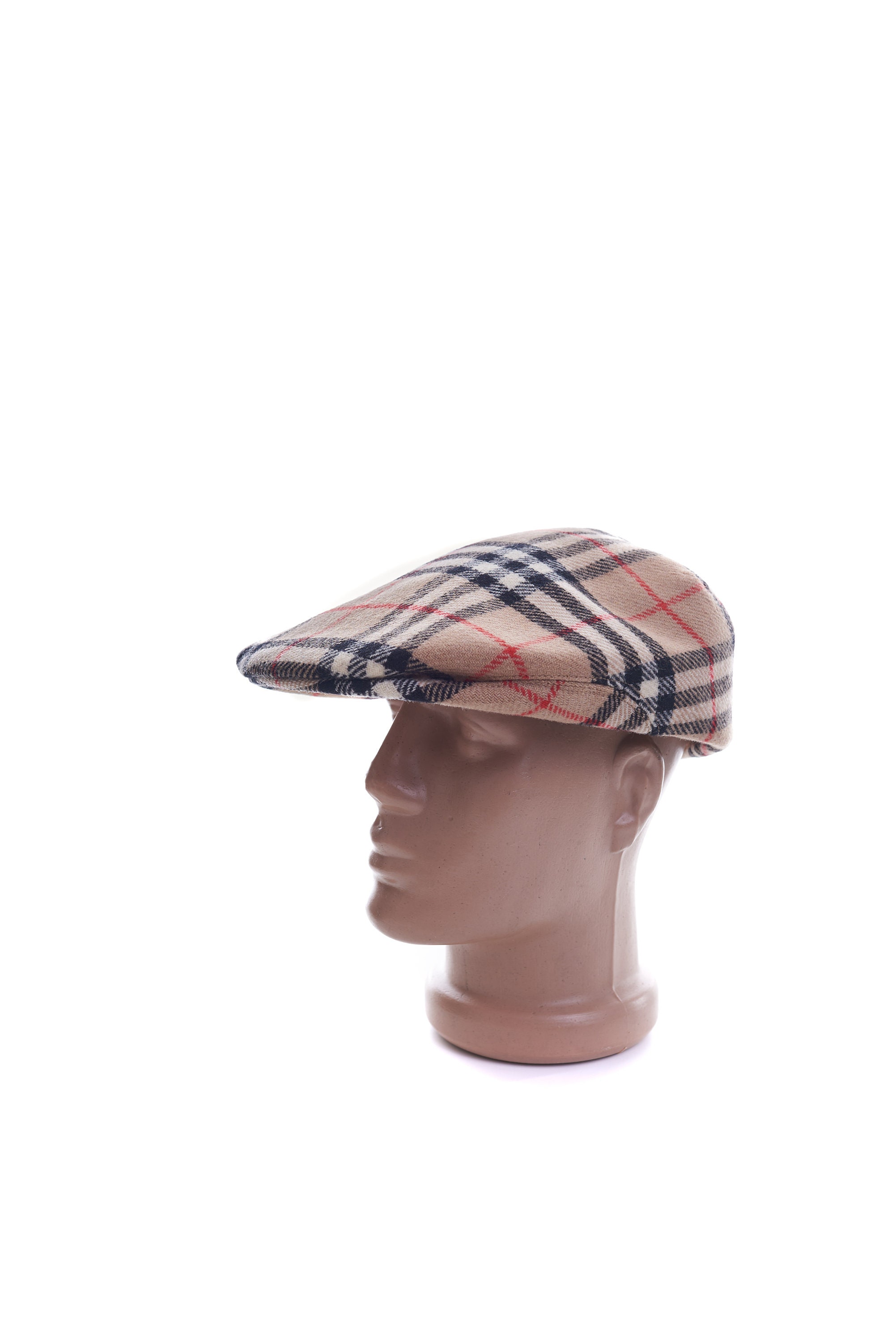 Vintage Burberrys London Beige Nova Check Plaid Wool Newsboy / Scally ...
