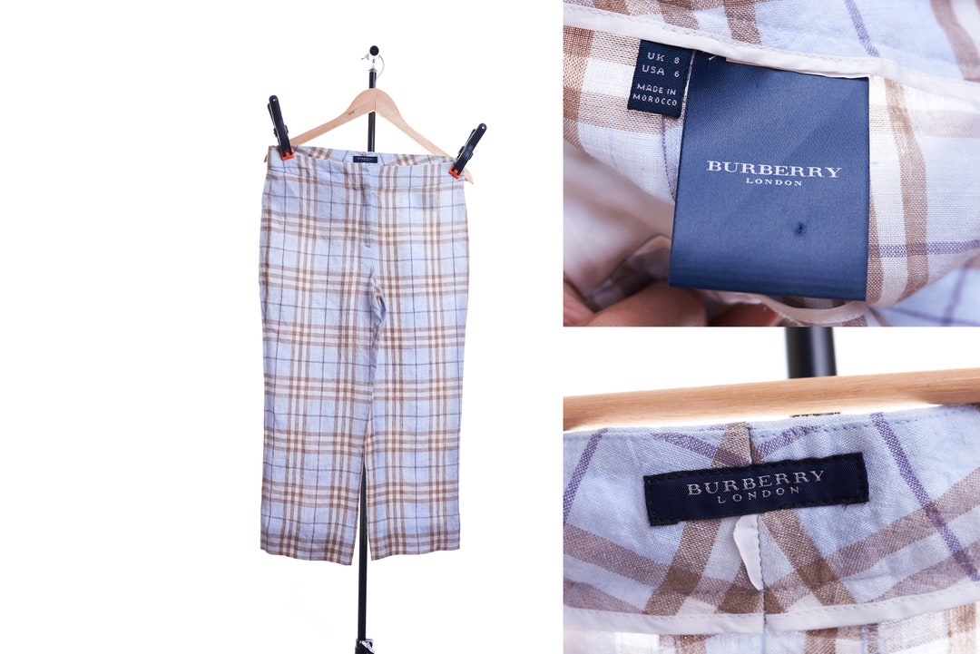 Women's Burberrys London Blue Nova Check Breeches Capri Short Pants Usa ...