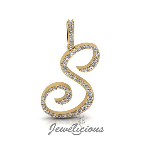 Diamond Initials Letter Pendant 10k Gold - Etsy