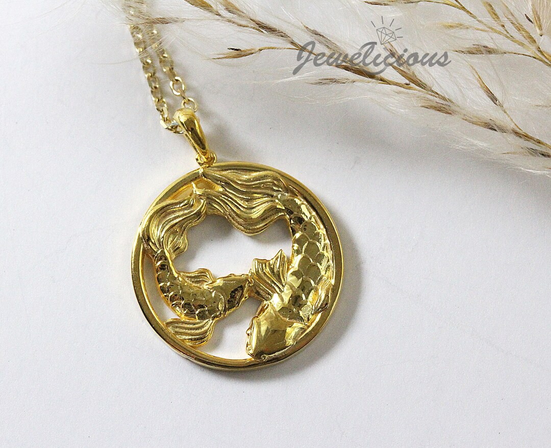 Pisces Zodiac Pendant / Pisces Horoscope Medallion/ Unique Pisces Round ...