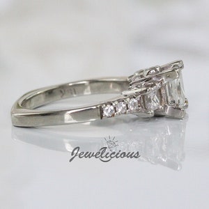 Fabulous 1.15ct Center Princess Cut Diamond and 0.70ct Side Diamonds ...