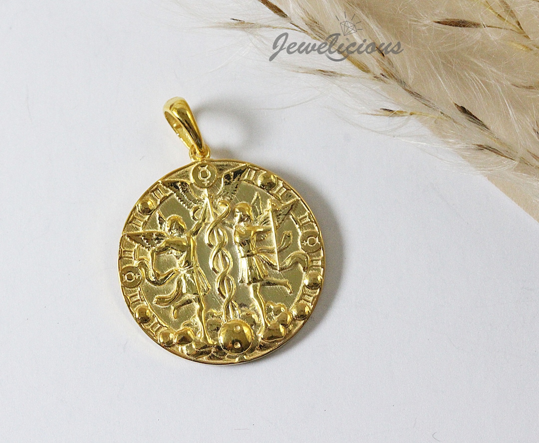 Gemini Zodiac Coin Pendant - Gemini Handmade Medallion Pendant - 10k or ...
