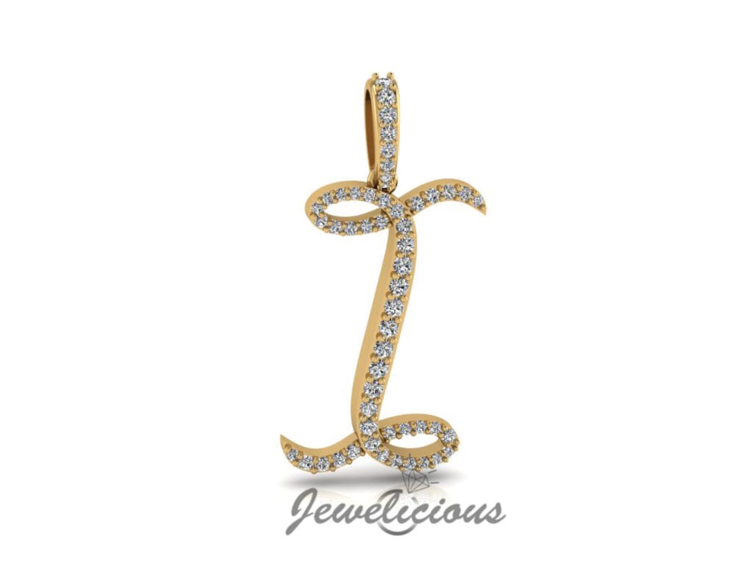 Diamond Initial Pendant - Custom I Initial Letter Pendant - Natural ...