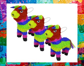 Mini Donkey Pinata 3-pack Handmade in Mexico - Etsy