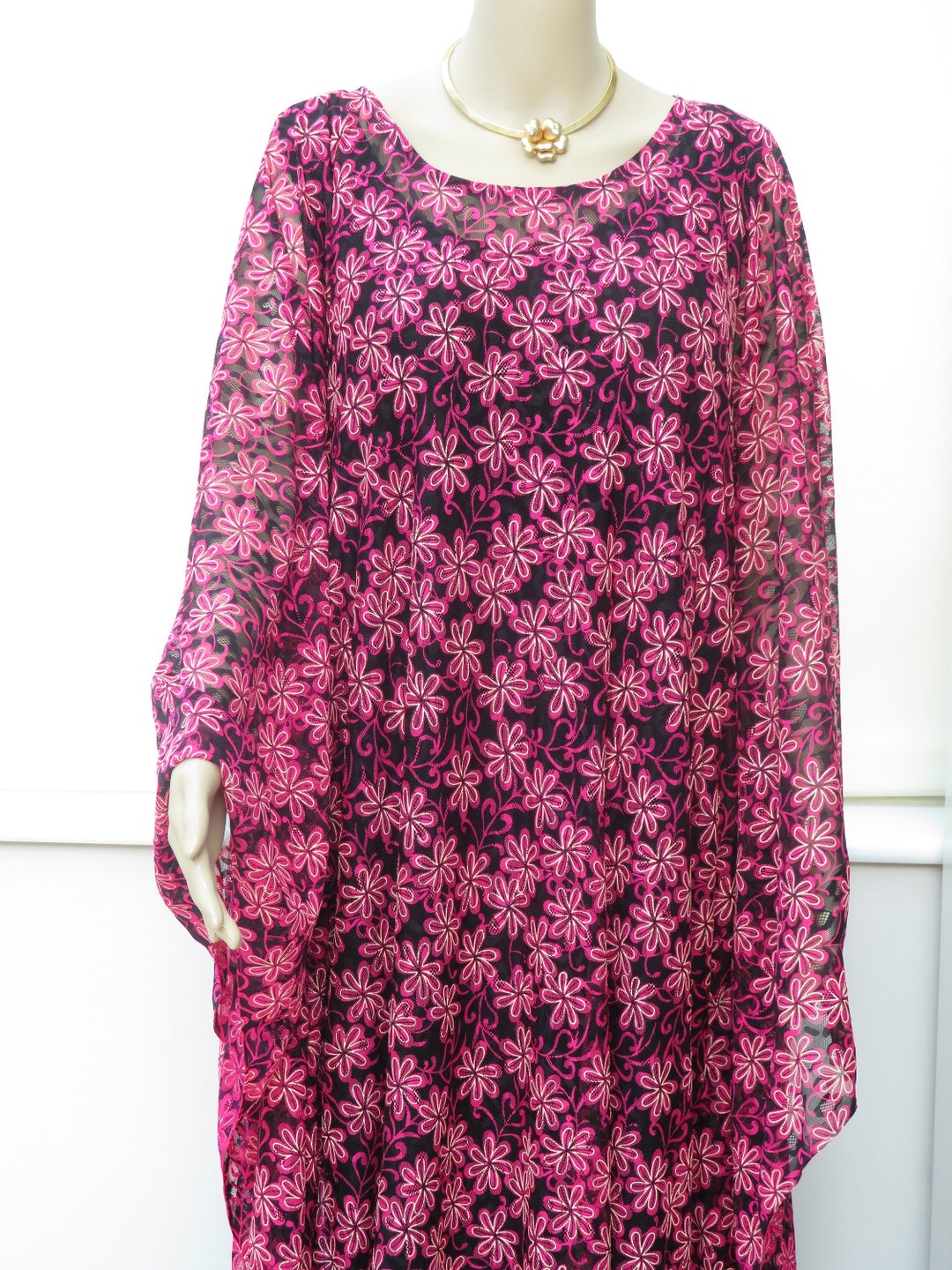 Senegalese African Boubou Maxi Dress Kaftan Fuchsia and Black - Etsy
