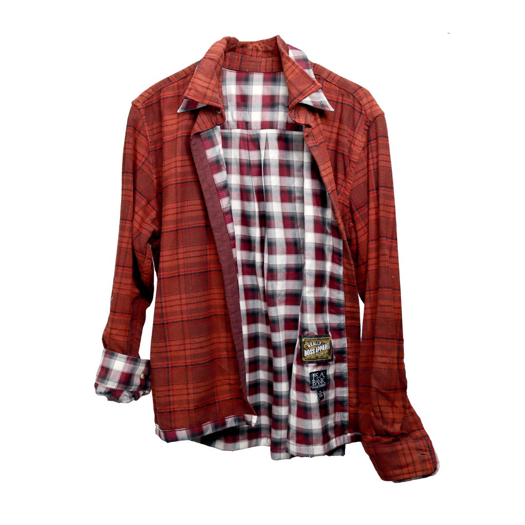 Upcycled Plaid Work Shirt Jacket: Navy Blue & Yellow, Hand-stitched ...