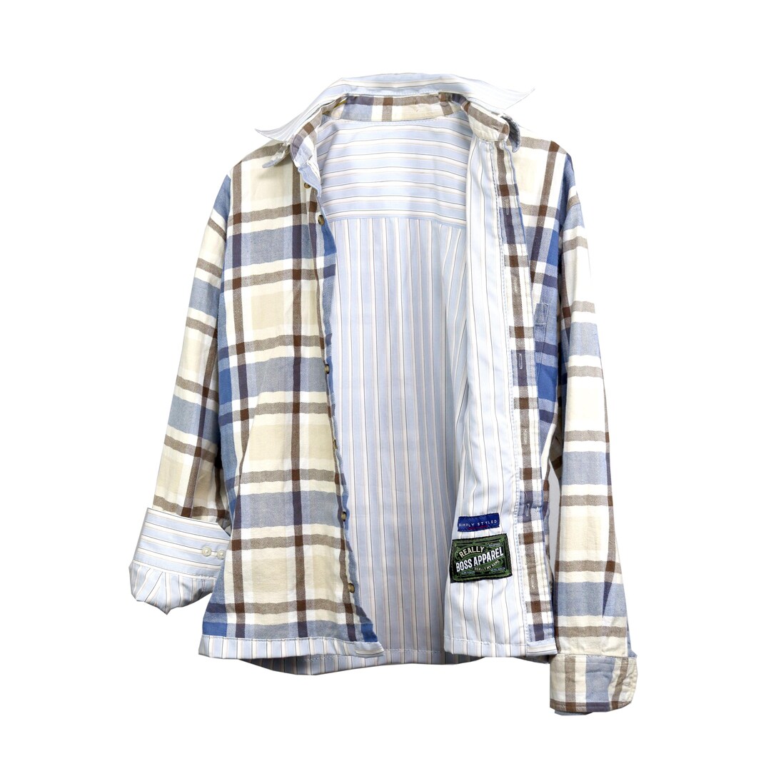Upcycled Plaid Work Shirt Jacket: Hand-stitched Boho Lagenlook, Size M ...