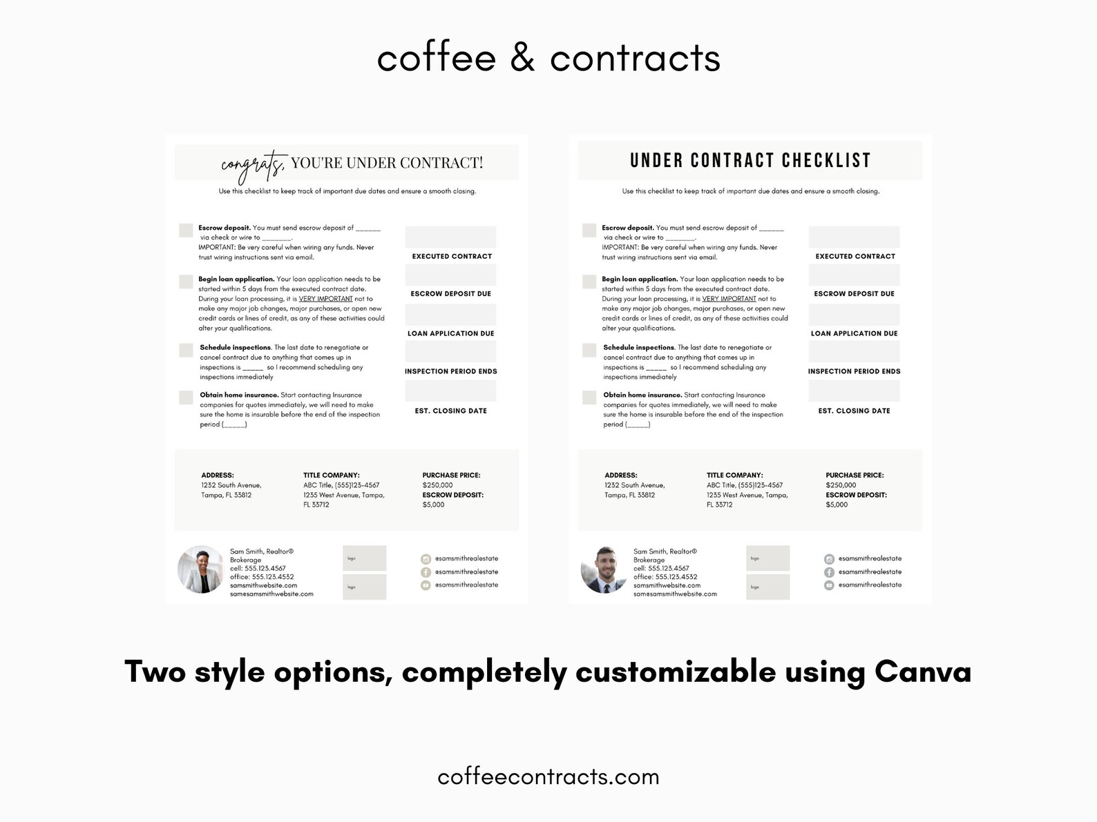 Under Contract Checklist for Real Estate Agents - Etsy