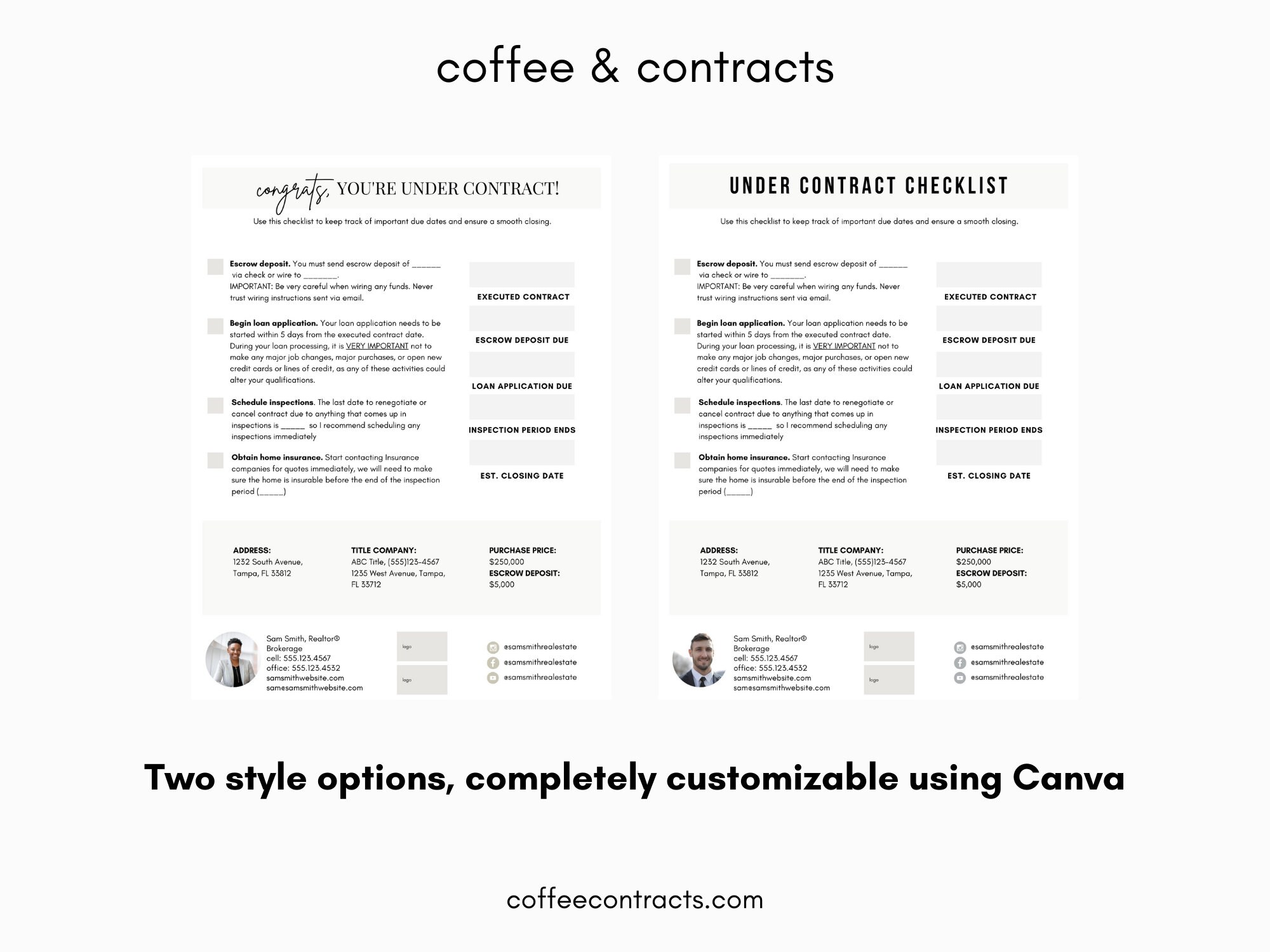 Under Contract Checklist for Real Estate Agents - Etsy