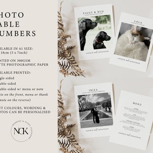 Wedding Photo Table Numbers & A1 Table Plan Bundle, Menu, Event Table ...