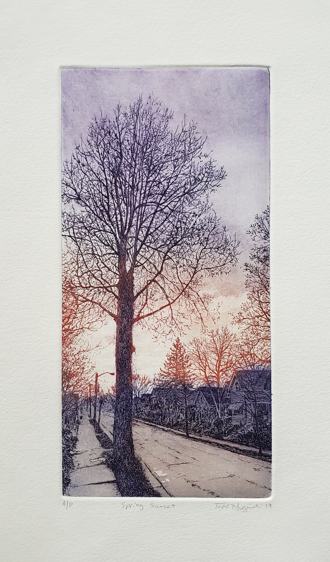 Multi-colored Print- Etching and Aquatint- Spring Sunset - Etsy